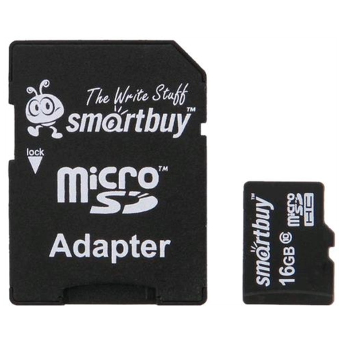 SMARTBUY Карта памяти micro sdhc, 16 gb, smartbuy, 10 мб/сек. (class 10), с адаптером, sb16gbsdcl10-01
