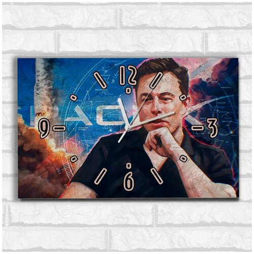 Настенные бесшумные часы ОСП Илон Маск (Тесла, SpaceX, Mask, Ilon). png - 288