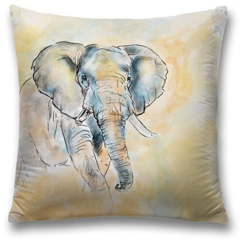 Наволочка декоративная на молнии, чехол на подушку JoyArty "Загадочный слон" 45х45 см