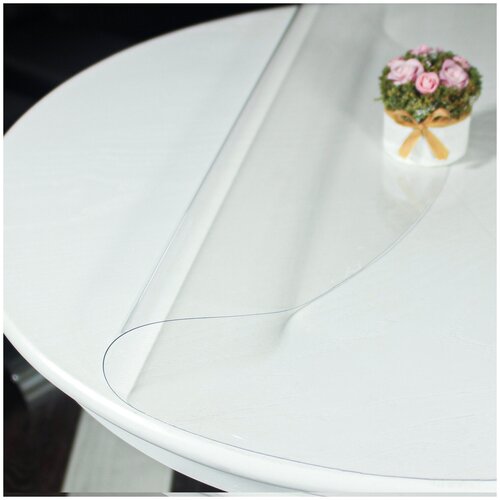 Гибкое/мягкое стекло круг Vello d'oro, 106x106 см, толщина 1.5 мм, скатерть ПВХ прозрачная декоративная на круглый стол