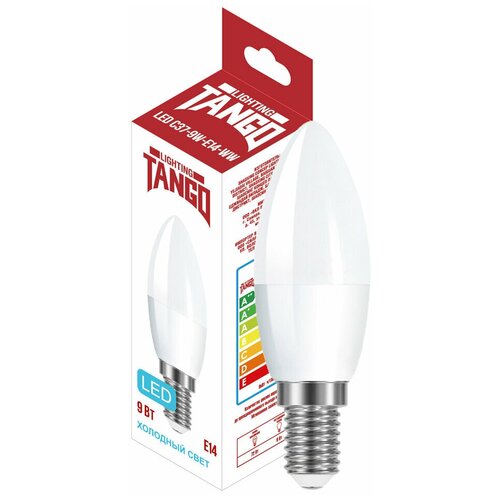 Лампочка светодиодная 9W E14 свеча 6500K 220V (TANGO LED C37-9W-E14-WW) TANGO