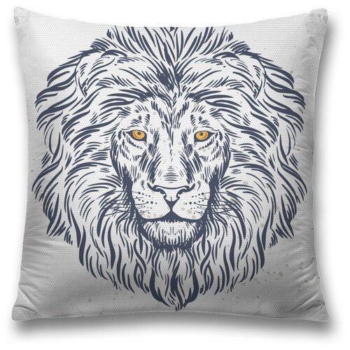 Наволочка декоративная на молнии, чехол на подушку JoyArty "Графический портрет льва" 45х45 см