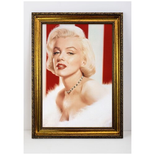 Портрет/Картина Мэрилин Монро в багетной рамке под золото / А-2 (40x60 см.)