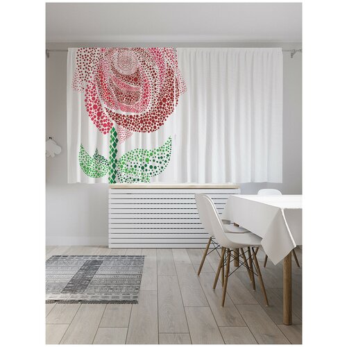 Фотошторы для кухни и спальни JoyArty "Пунктирная роза", 2 полотна со шторной лентой шириной по 145 см, высота 180 см