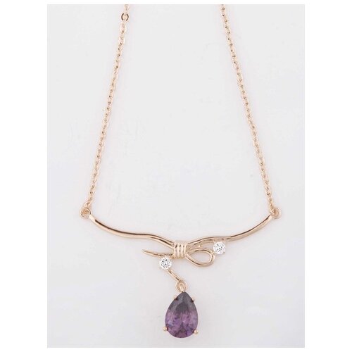 Колье Lotus Jewelry, фианит, аметист, длина 40 см., фиолетовый
