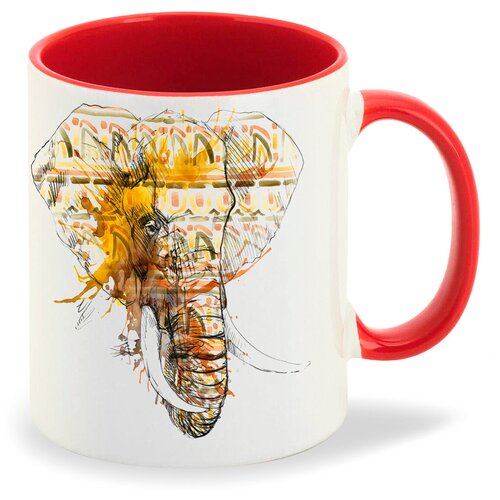 Кружка красная CoolPodarok Сафари. Слон