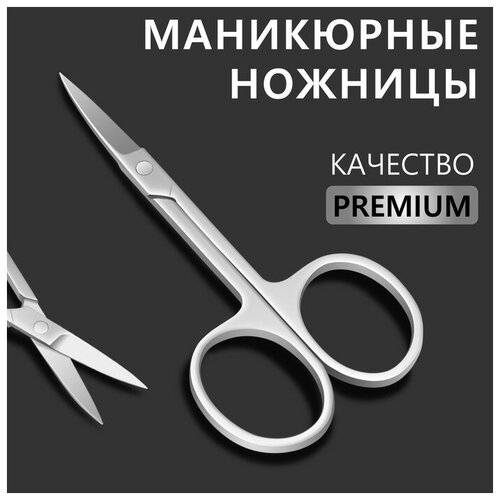 Ножницы маникюрные "Premium", загнутые, узкие, 9 см, на блистере, цвет серебристый