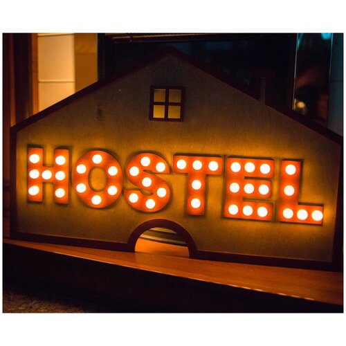 Вывеска светодиодная Хостел Hostel, 60х43 см