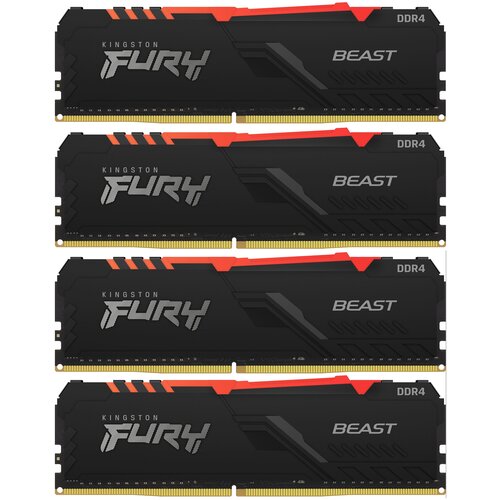 Оперативная память Kingston Fury Beast Black RGB DDR4 2666 МГц 4x8 ГБ DDR4 (KF426C16BBAK4/32)