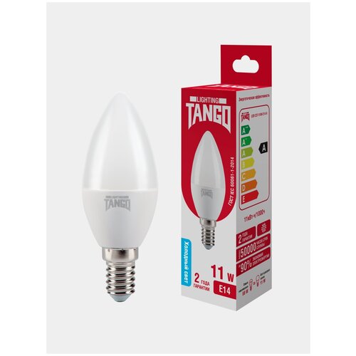 Лампочка светодиодная 11W E14 свеча 6500K 220V (TANGO LED C37-11W-E14-WW) TANGO