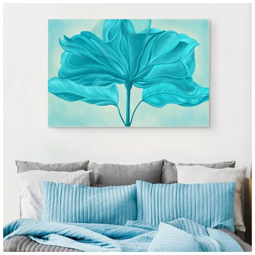 Картина на холсте для интерьера в гостиную/зал/спальню "Голубой цветок", холст на подрамнике, 60х80 см