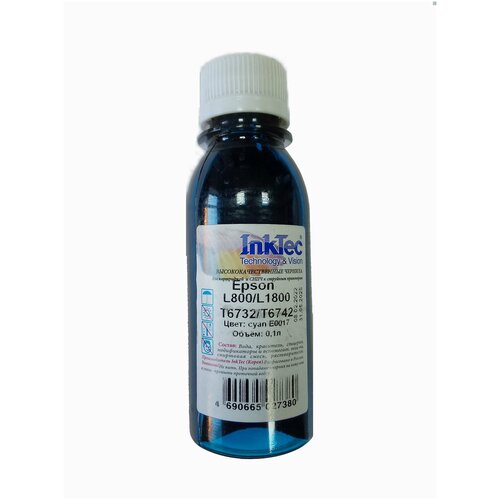 Чернила InkTec (E0017) для Epson L805/L1800 (T6732/ T6742), C, 0,1 л.