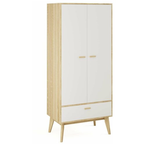 Шкаф для одежды Ковентри 80х50х185 белый матовый/дуб натуральный светлый