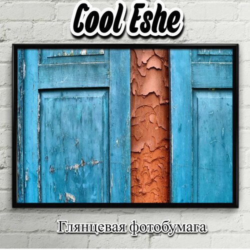 Постер "Старые голубые деревянные двери" из коллекции "Интерьеры" А4