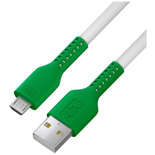 Кабель 1.0m MicroUSB, белый, зеленый ПВХ (717R90067)