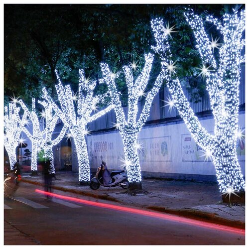 BEAUTY LED Гирлянды на дерево Клип Лайт Quality Light 60 м, 600 холодных белых LED ламп, с мерцанием, прозрачный ПВХ, IP44 *
