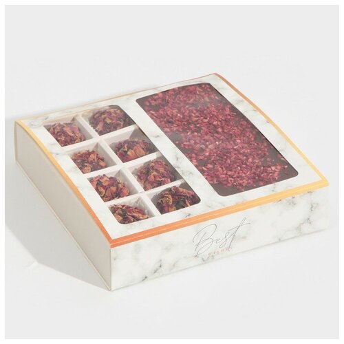Коробка под 8 конфет и шоколад с ячейками «Мрамор» 18 х 18 х 4 см. В наборе 5шт.