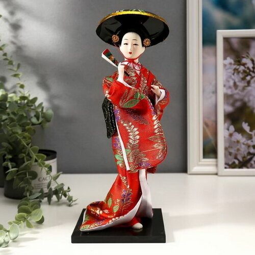 Кукла коллекционная "Китаянка с веером в шляпе" 30х12.5х12.5 см