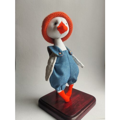 Игрушка декоративная, кукла интерьерная Гусяш, ручной работы, текстильная, подарок, в голубом