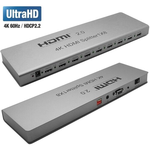 HDMI-разветвитель 4K/60Hz, HDR 1 вход/8 выходов, HDMI 2.0, EDID, RS232 | ORIENT HSP0108H-2.0