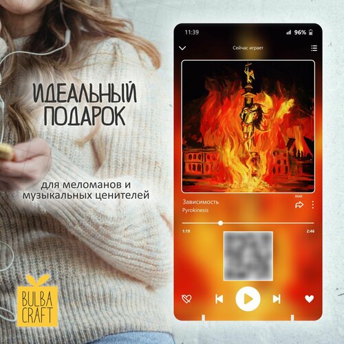 "Pyrokinesis - Зависимость" Spotify постер, музыкальная рамка, плакат, пластинка подарок Bulbacraft (10х20см)