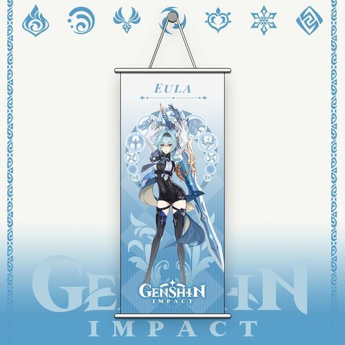 Плакат, Постер Эола из игры Геншин Импакт / Genshin Impact 74x38 см (гобелен, вымпел)