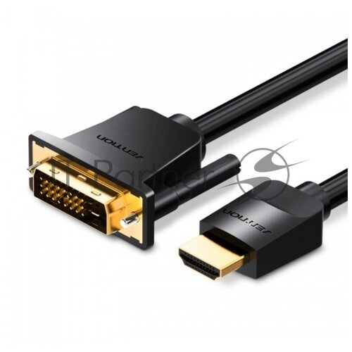 Vention Кабель DVI HDMI 19M/DVI-D Dual link 25M двунаправленный, Переходник для передачи видеосигнала к проектору, телевизору, реверсивный звуковой канал, черный, длина 3 метра