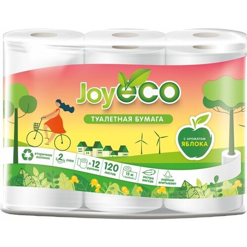 Туалетная бумага Joy Eco с перфорацией и тиснением с ароматом яблока 2 слоя 12шт.