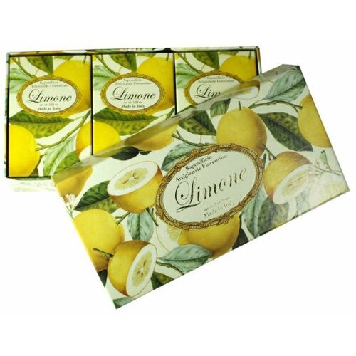 Новая заря SAPONIFICIO ARTIGIANALE FIORENTINO Набор мыла "Лимон" в коробке 3 х150 г