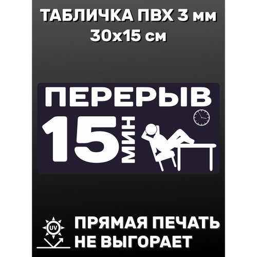 Табличка информационная Перерыв 15 минут 30х23 см