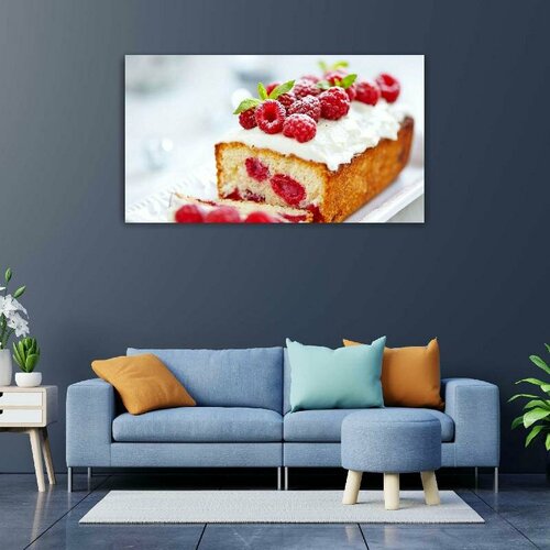 Картина на холсте 60x110 LinxOne "Торт крем выпечка" интерьерная для дома / на стену / на кухню / с подрамником