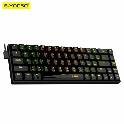 Механическая клавиатура E-YOSOO Z-686RGB-WG-RU 68 клавиш с RGB-подсветкой (английская + русская раскладка) тёмные прозрачные клавиши
