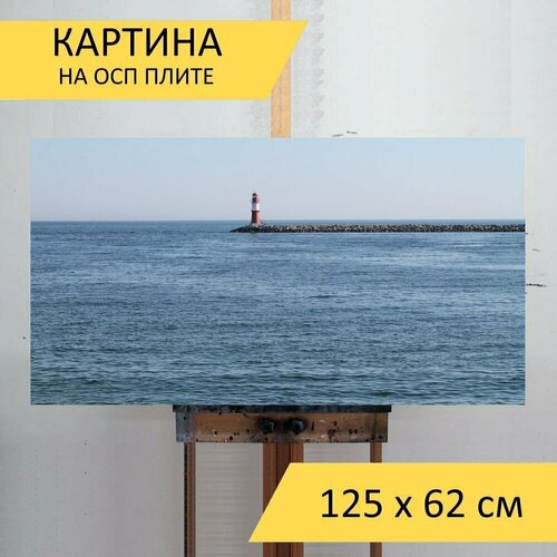 Картина на ОСП 125х62 см. "Море, моль, вода" горизонтальная, для интерьера, с креплениями