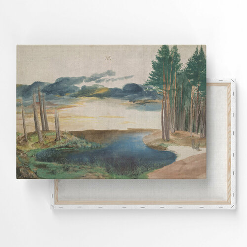 Картина на холсте, репродукция / Альбрехт Дюрер - Landscape with a Woodland Pool / Размер 40 x 53 см
