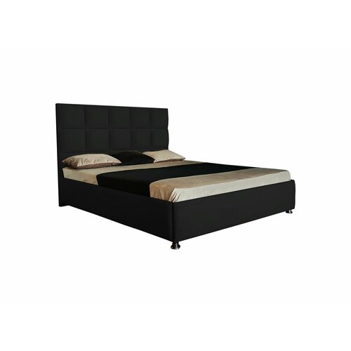 Двуспальная кровать Флорида Нью 180x200 основание металлическое с ламелями велюр черный без ножек