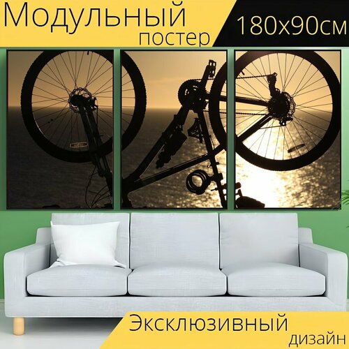 Модульный постер "Колесо, говорил, велосипед" 180 x 90 см. для интерьера