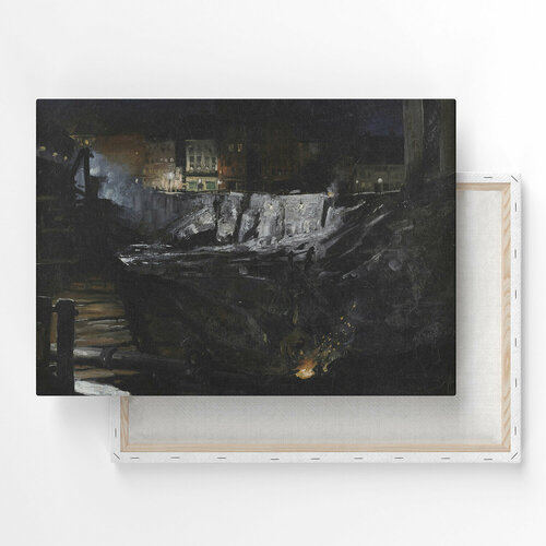 Картина на холсте, репродукция / Джордж Уэсли Беллоуз - Excavation at Night / Размер 30 x 40 см