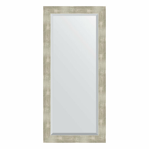 Зеркало настенное с фацетом EVOFORM в багетной раме алюминий, 51х111 см, для гостиной, прихожей, кабинета, спальни и ванной комнаты, BY 1149