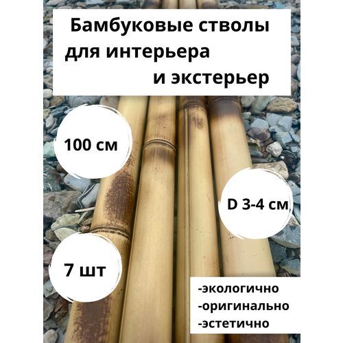 Декоративные стволы бамбука D3-4 см, 100 см, 7 шт