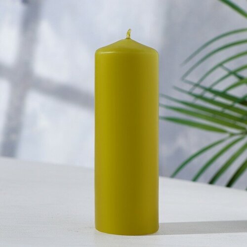 Свеча - цилиндр, 4×12 см, 15 ч, оливковая