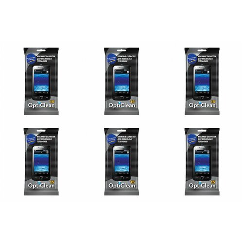 Opti Clean Салфетки влажные для мобильных телефонов, 15 шт 6 уп /