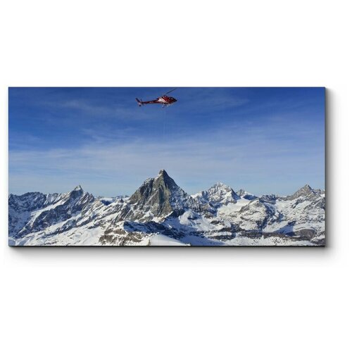 Модульная картина Вертолет над горами80x40
