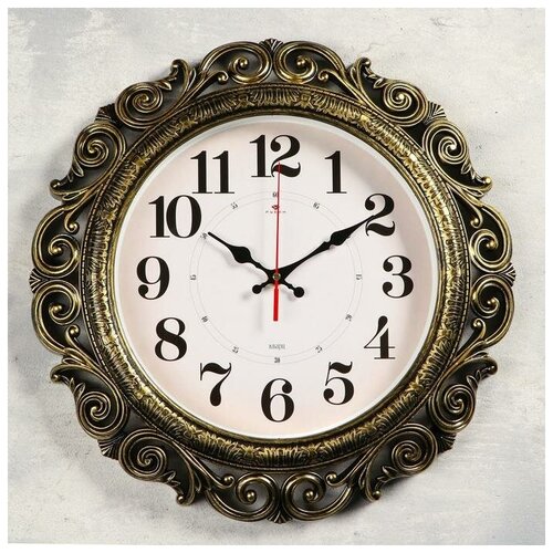 Рубин Часы настенные, серия: Ажур d=40.5 см, чёрные с золотом, плавный ход