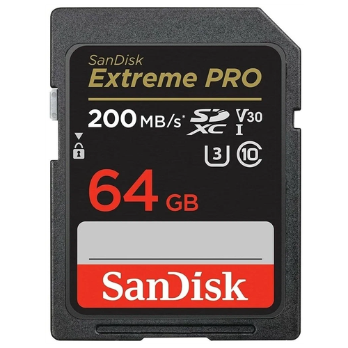 Карта памяти SanDisk SDXC 64 ГБ Class 10, V30, A1, UHS-I U3, 1 шт., черный