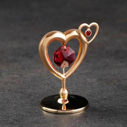 Сувенир Сердце с сердечком с кристаллами Сваровски, 4 см