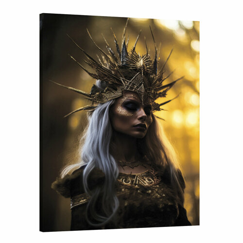 Интерьерная картина 50х70 "Ведьма с золотыми перьями"