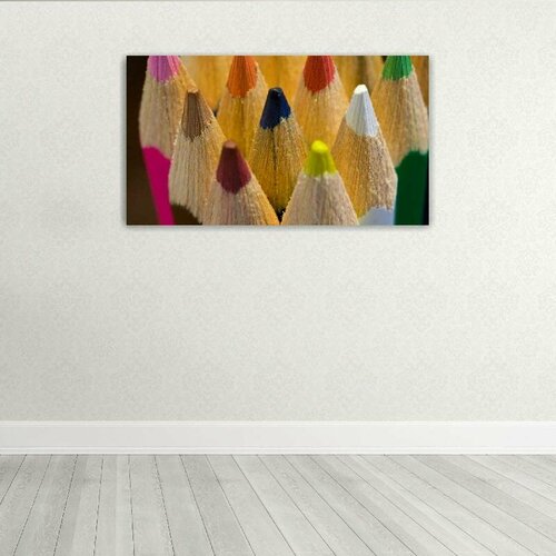 Картина на холсте 60x110 LinxOne "Карандаши, грифель, цвета" интерьерная для дома / на стену / на кухню / с подрамником