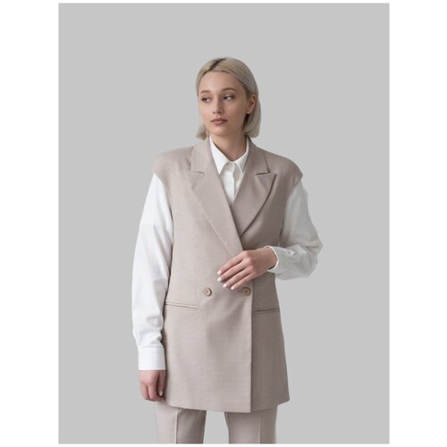 Пиджак LeNeS brand, размер 48, бежевый, белый