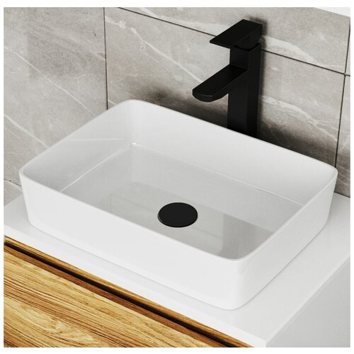 Комплект для ванной, 3 предмета (Тумба Bau Dream Blackwood 60, раковина BAU Hotel 48х37, смеситель для раковины высокий Hotel Black, черный)