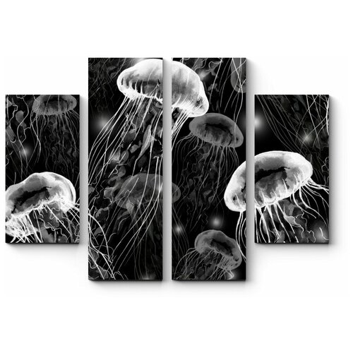Модульная картина Черно-белые медузы 140x105